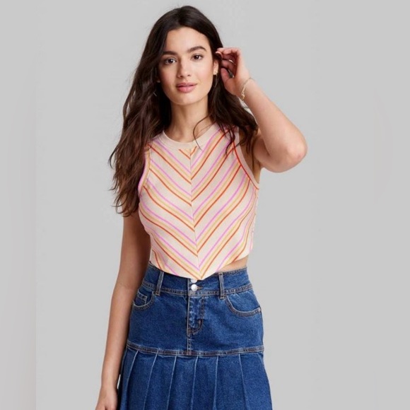 wild fable | Tops | Wild Fable Pink Yellow Orange And White Striped ...